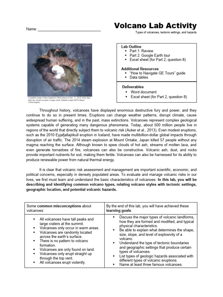 Volcano Lab | PDF | Volcano | Types Of Volcanic Eruptions