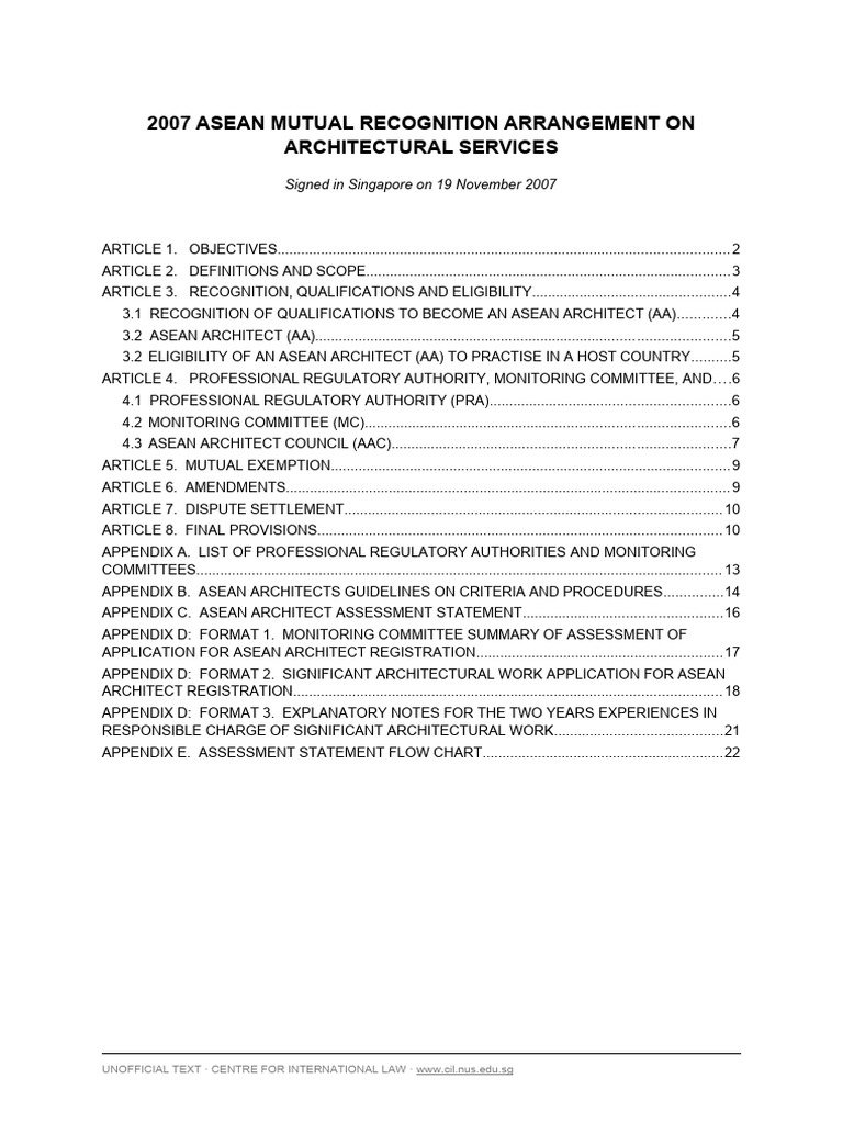 2007 MRA On Architectural Services 1 | PDF | Architect | Professional ...