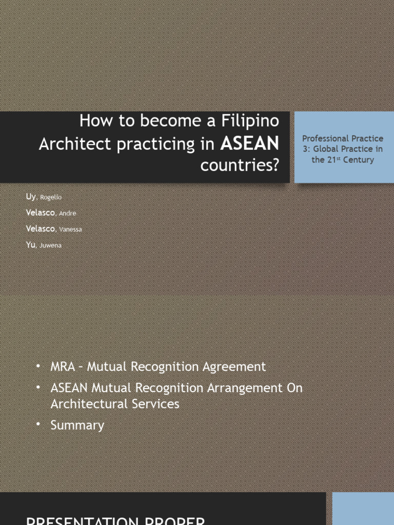 How To Be A Filipino Architect Practicing in The ASEAN Countries | PDF