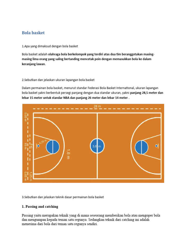Teknik dan Pengertian Bola Basket | PDF | Olahraga & Rekreasi