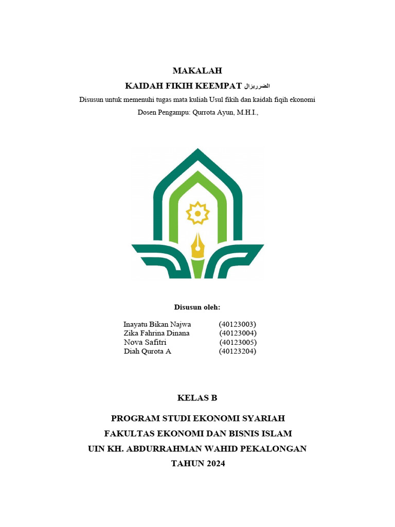 Kaidah Fiqih: Kemudharatan Dihilangkan | PDF | Agama & Spiritualitas