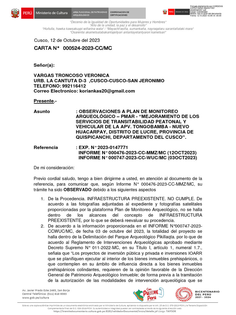 Carta 000524 2023 CC | PDF | Educacion Cultural
