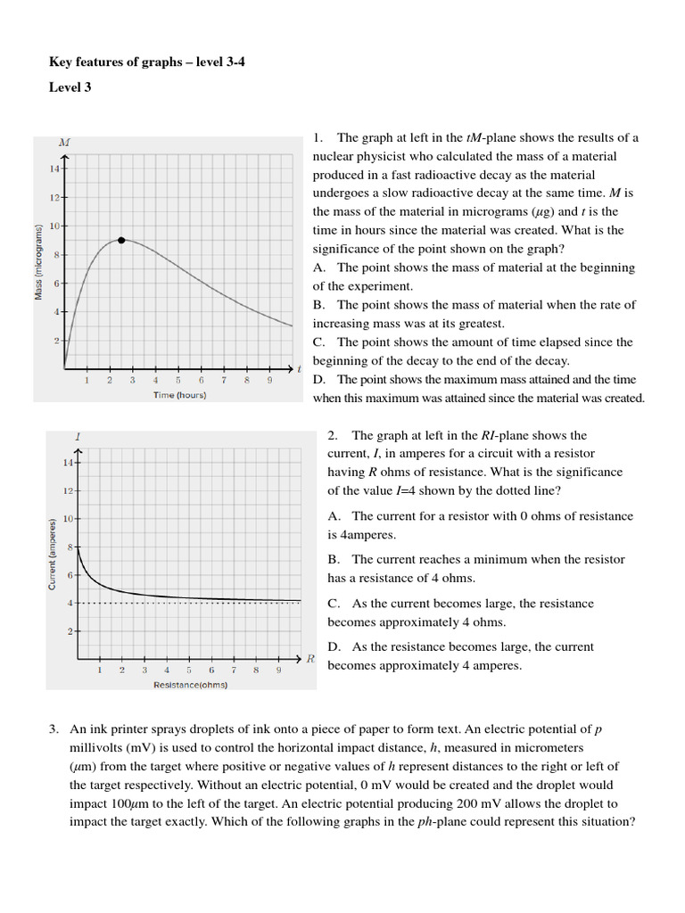 Key Features of Graphs - Level 3-4 | PDF