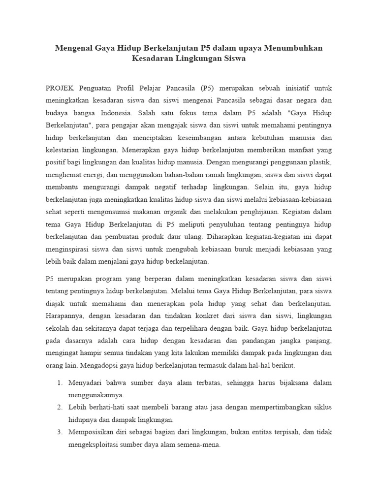 Materi Gaya Hidup Berkelanjutan (AsTaTik) | PDF | Teknologi & Rekayasa