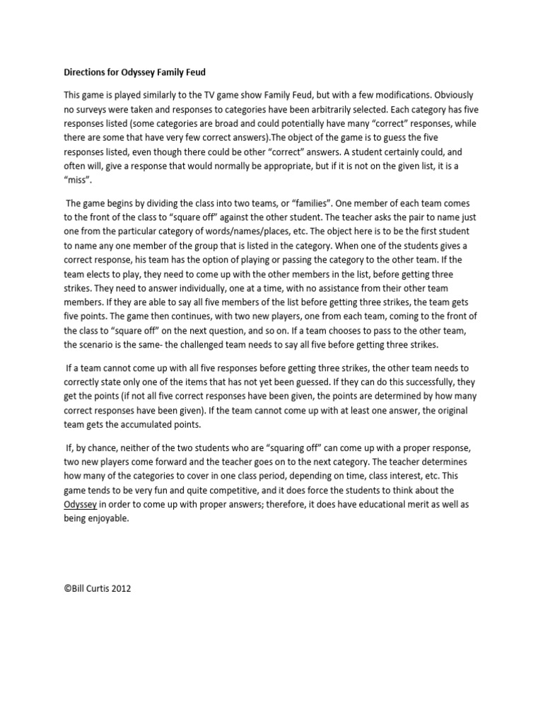 Family Feud Rules | PDF