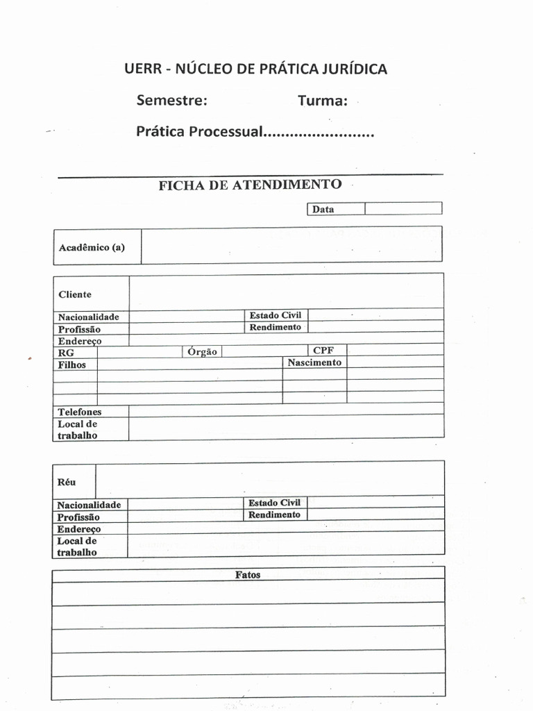 FICHA DE ATENDIMENTO - Modelo | PDF FICHA DE ATENDIMENTO - Modelo | PDF