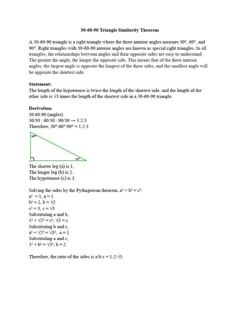 30-60-90 Triangle Properties and Ratios | PDF