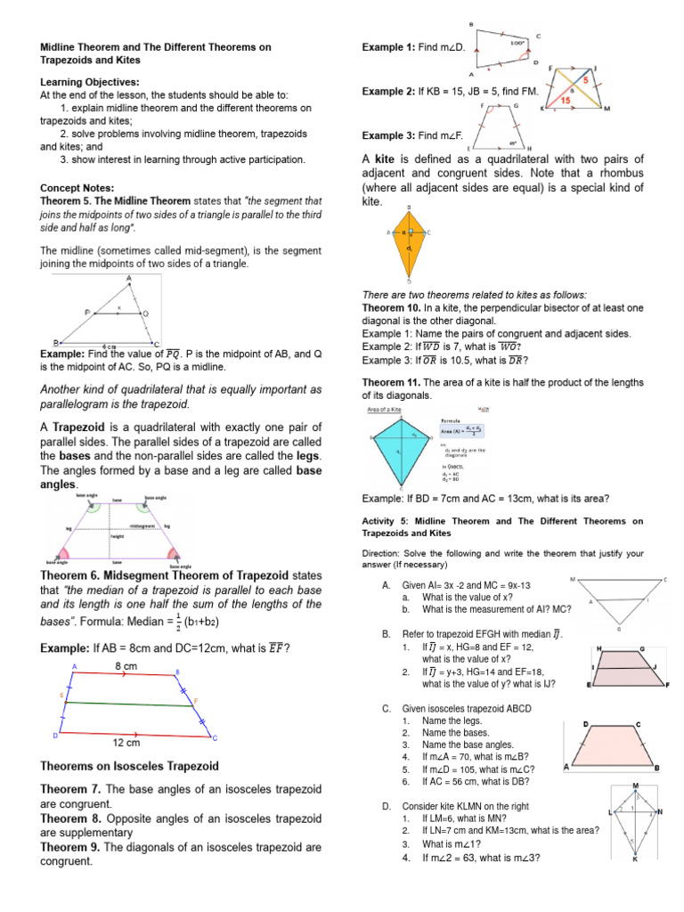 NOTES Midline Theorem and The Different Theorems On Trapezoids and ...
