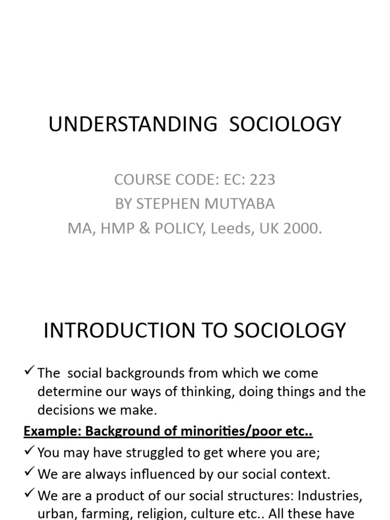 1 Understanding Sociology | PDF | Sociology | Social Sciences
