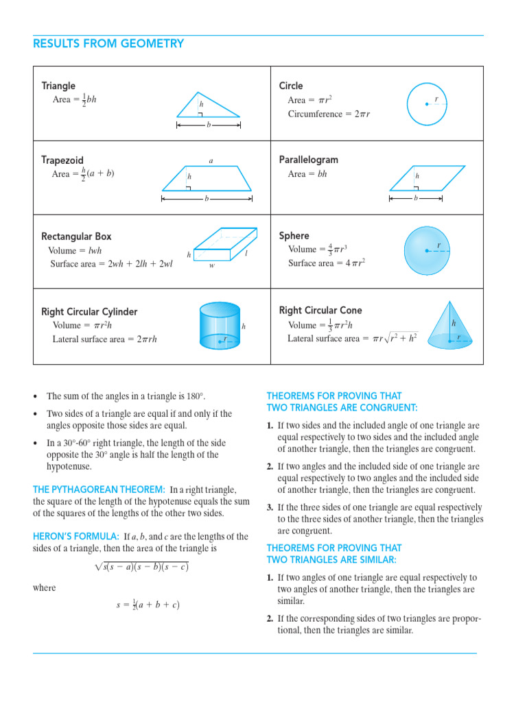 Precalculus - Support I - Geometry & Graphs | PDF | Area | Triangle