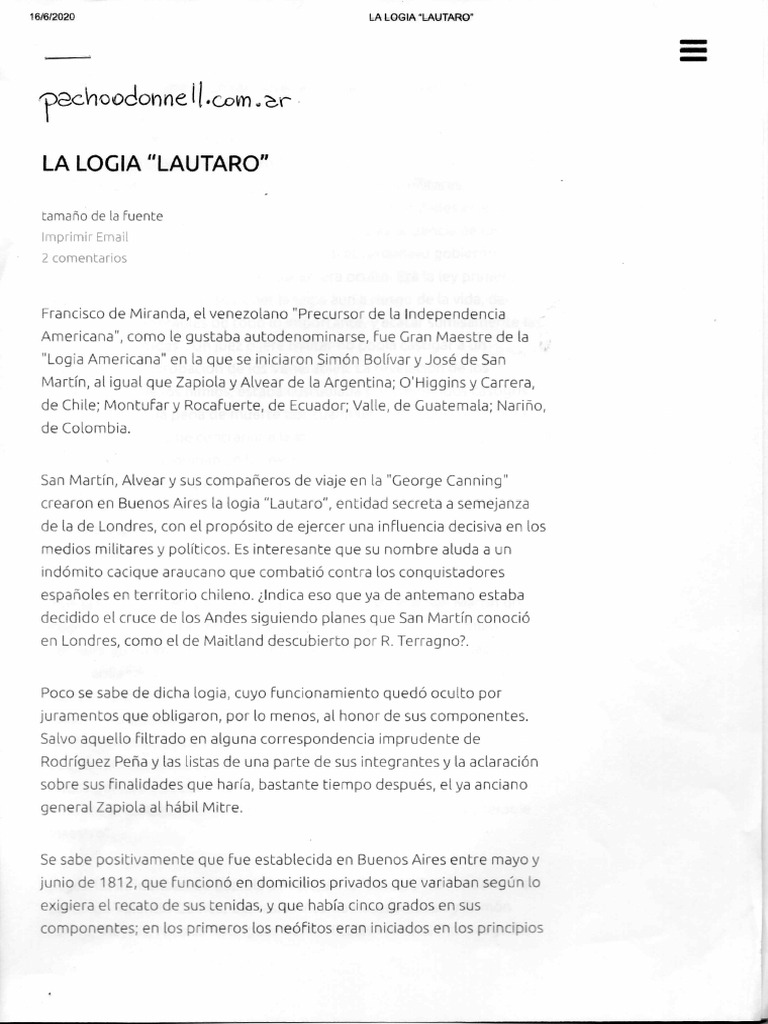 La Logia Lautaro - Odonnell | PDF