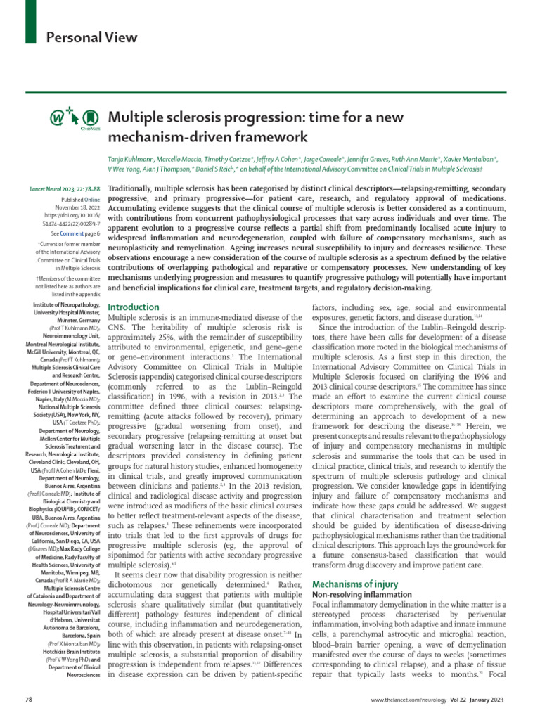 Multiple Sclerosis Progression Time For A New Mechanism-Driven ... Multiple Sclerosis Progression Time For A New Mechanism-Driven ...