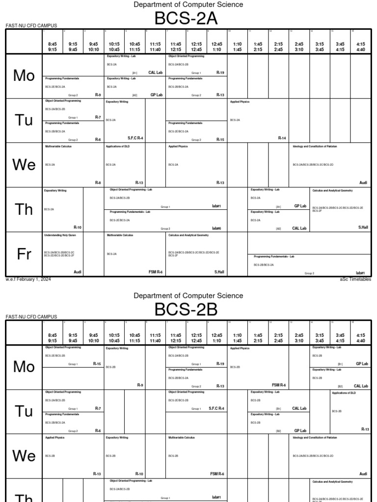 Classwise Timetable Spring 2024 Week 02 01-02-2024 Room Updated | PDF Classwise Timetable Spring 2024 Week 02 01-02-2024 Room Updated | PDF