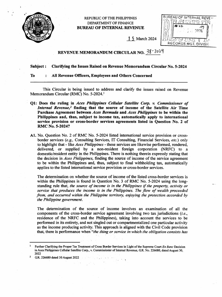 RMC No. 38-2024 | PDF