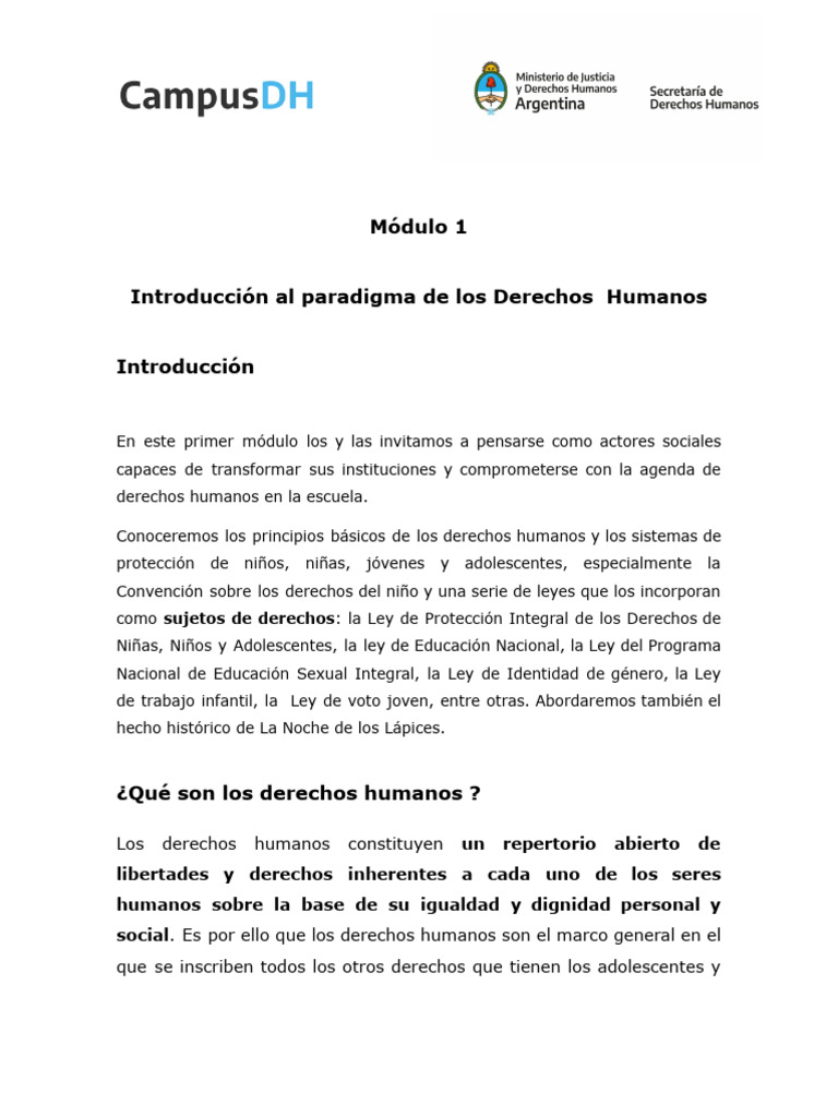 Introducción a los Derechos Humanos | PDF | Derechos de los niños ...