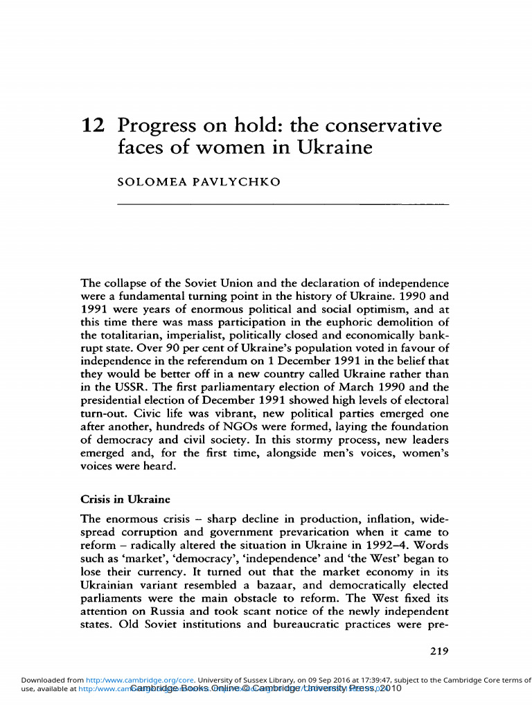 Progress On Hold The Conservative Faces of Women in Ukraine Anhl | PDF ...