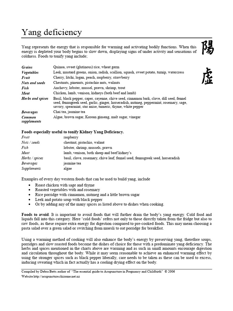 Food - Yang Deficiency | PDF | Foods | Korean Cuisine