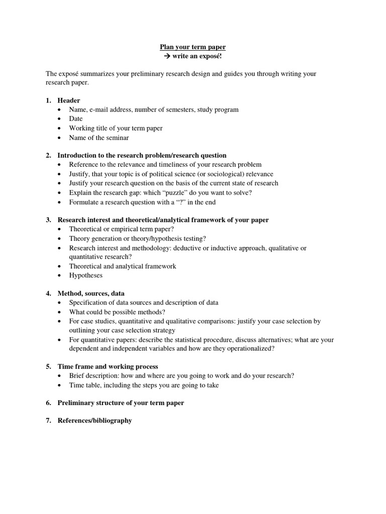 Term Paper Planning Guide | PDF