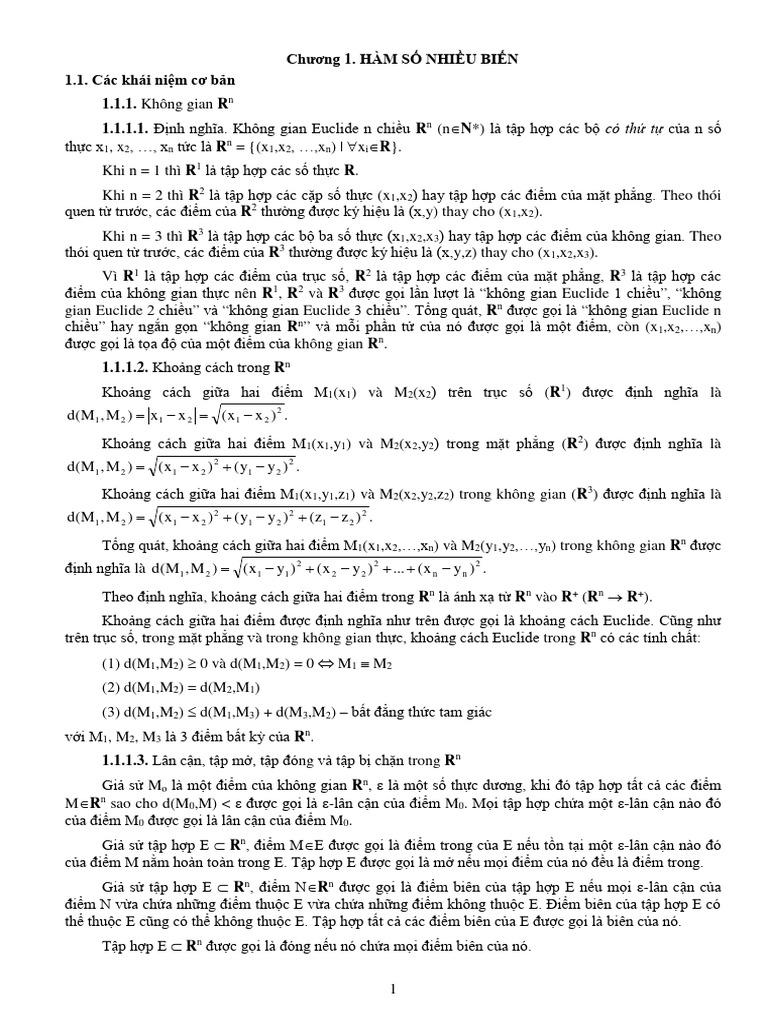 Giai Tich 2. Chuong 1 Bai Giang Bai Tap Dap An | PDF