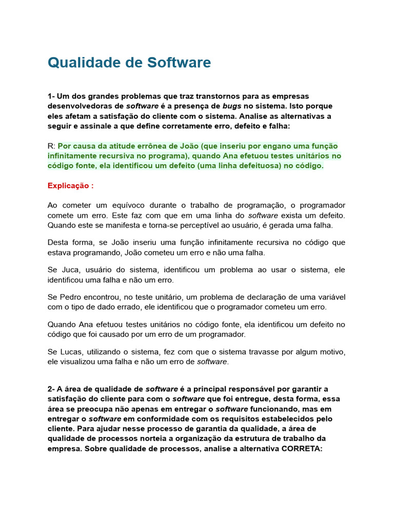 Perspectivas sobre Qualidade de Software | PDF