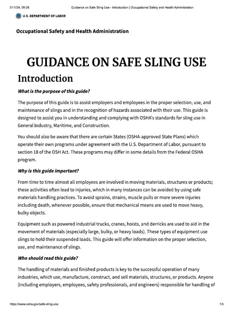 Guindance On Safe Sling Use - 1 | PDF