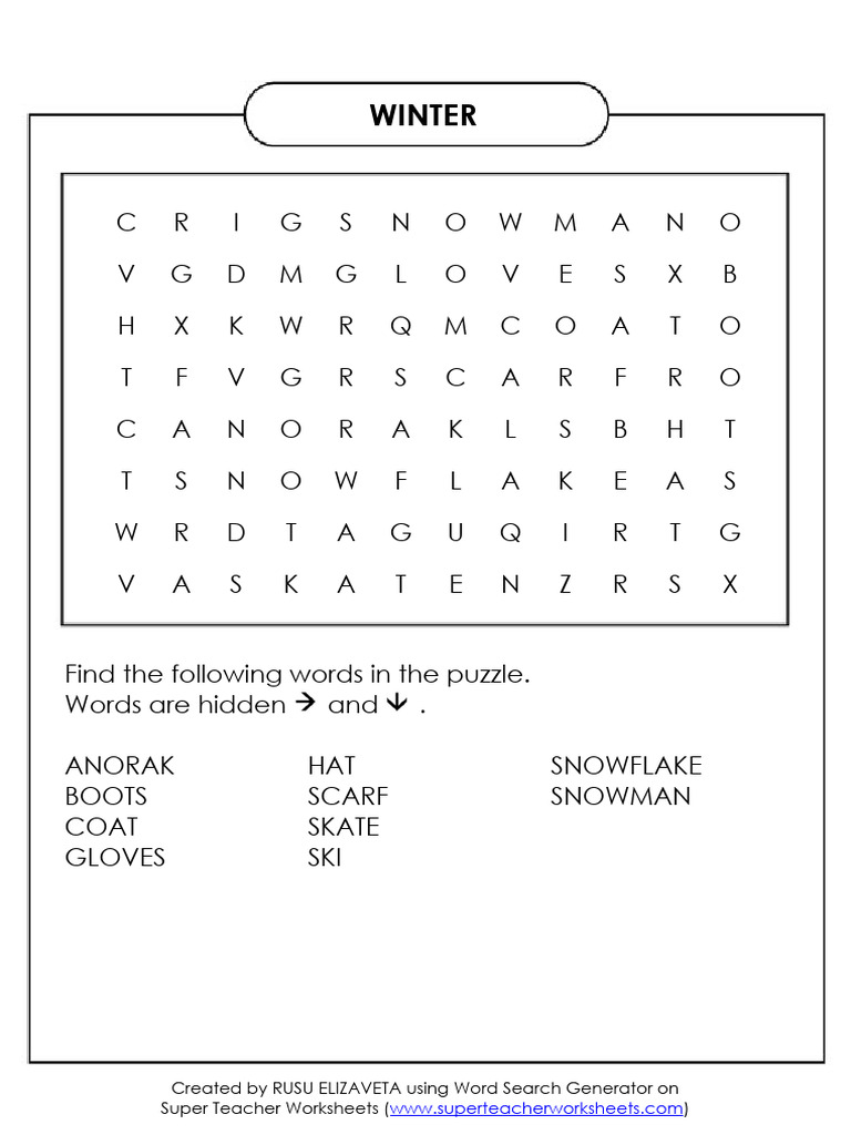 Super Teacher Worksheets WINTER | PDF
