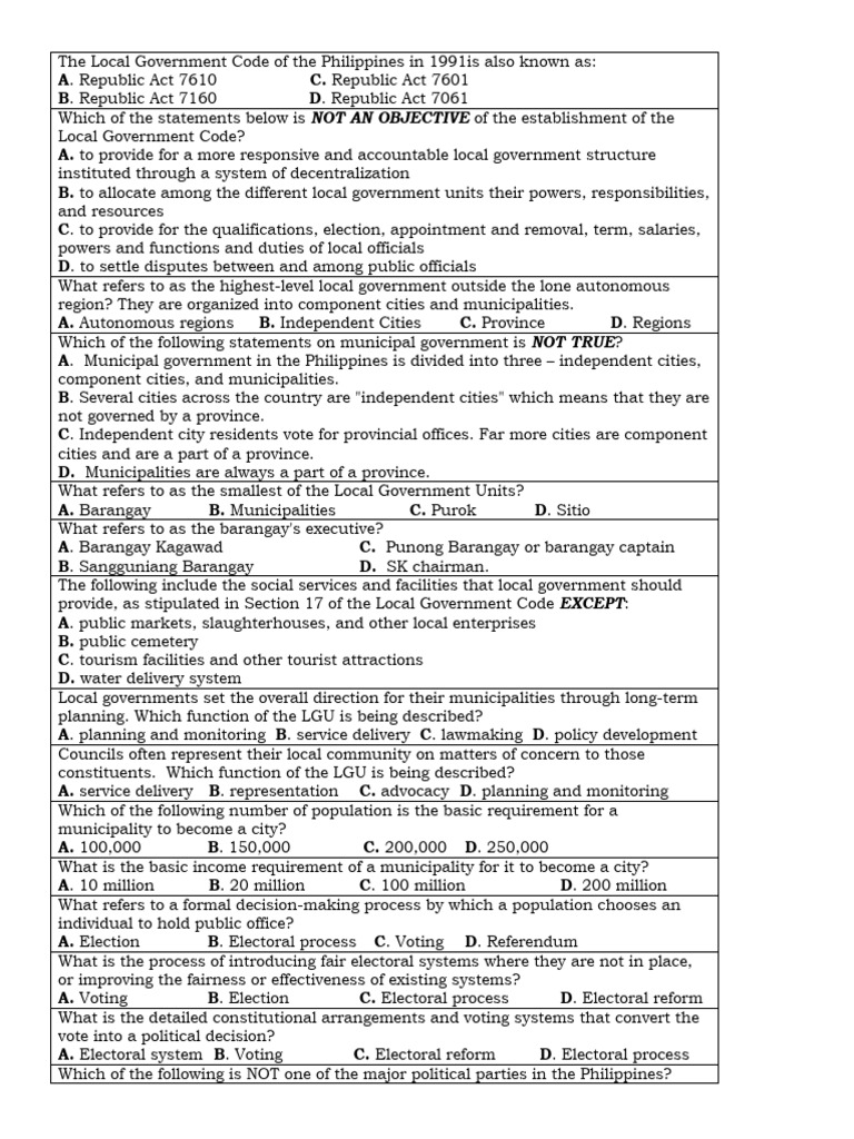 Polgov Reviewer | PDF | President Of The Philippines | World Politics