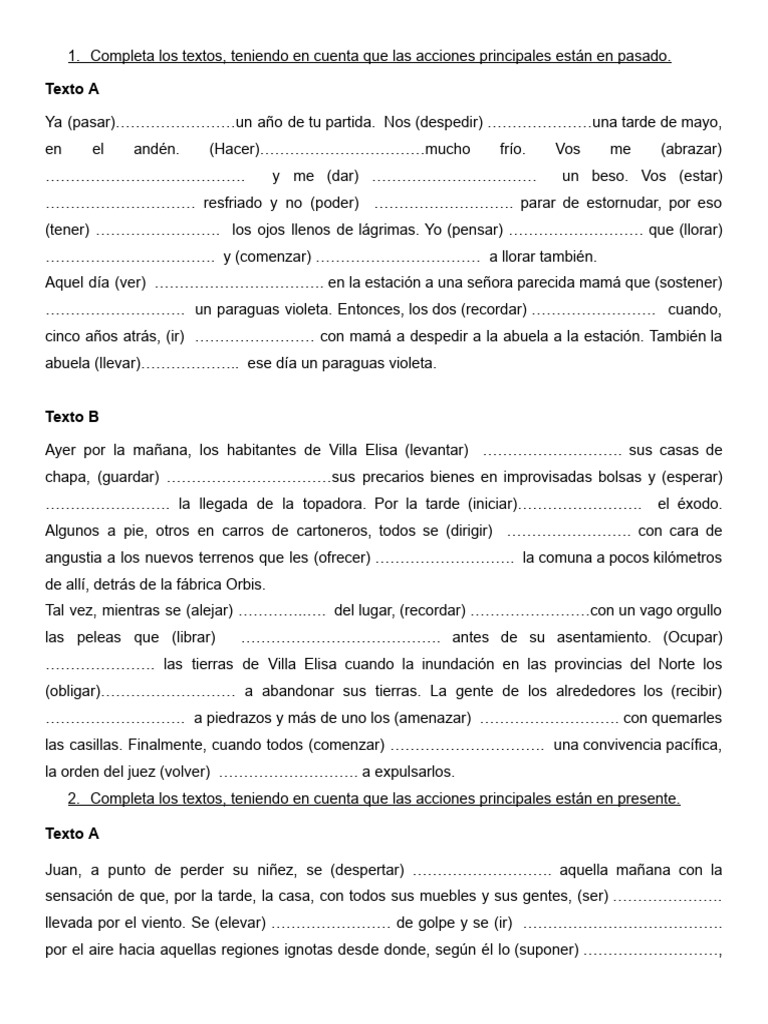 Ejercicios de Verbos | PDF | Lingüística | Gramática