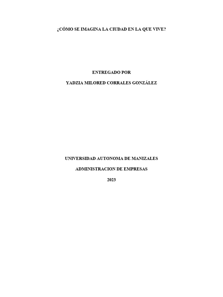 Como Se Imagina La Ciudad en Que Vive | PDF