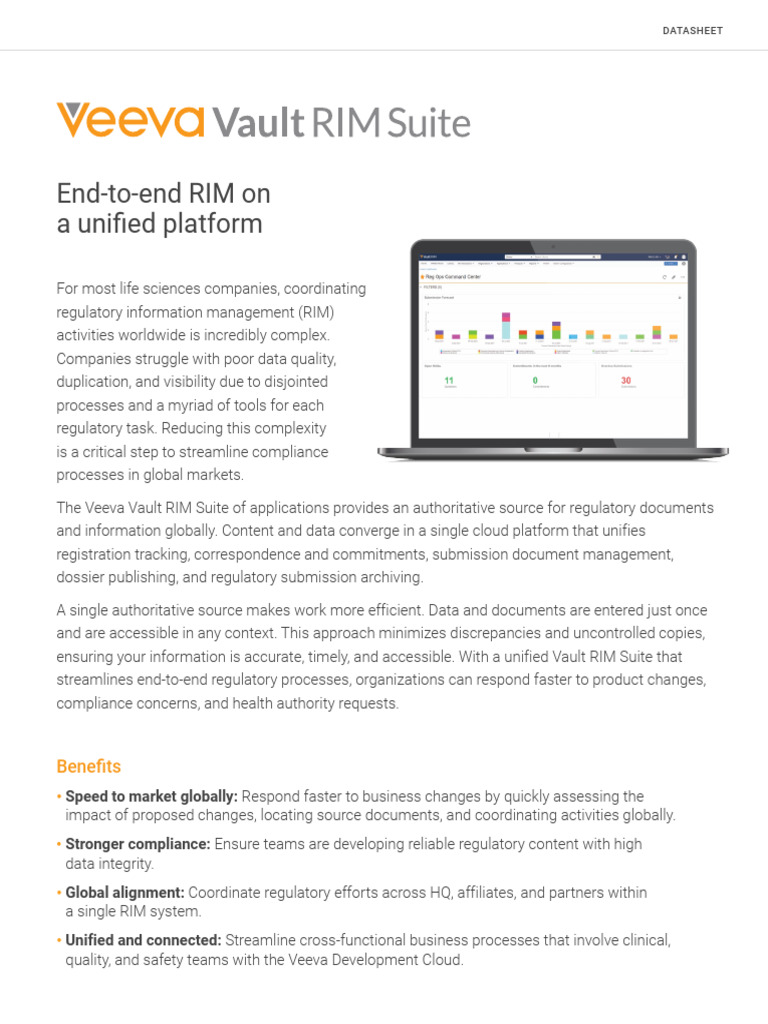 Veeva-Vault-RIM-Suite-Datasheet_NA | PDF | Cloud Computing | Life Cycle ...