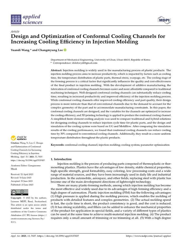 Design and Optimization of Conformal Cooling Chann | PDF