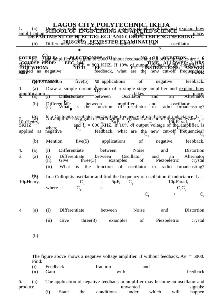 EEC 244: Electronics III Exam Guide | PDF | Teaching Methods & Materials | Technology & Engineering