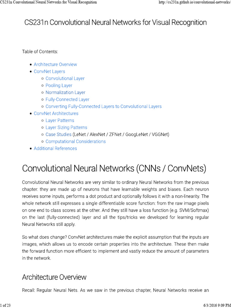 CS231n Convolutional Neural Networks For Visual Recognition-1 | PDF