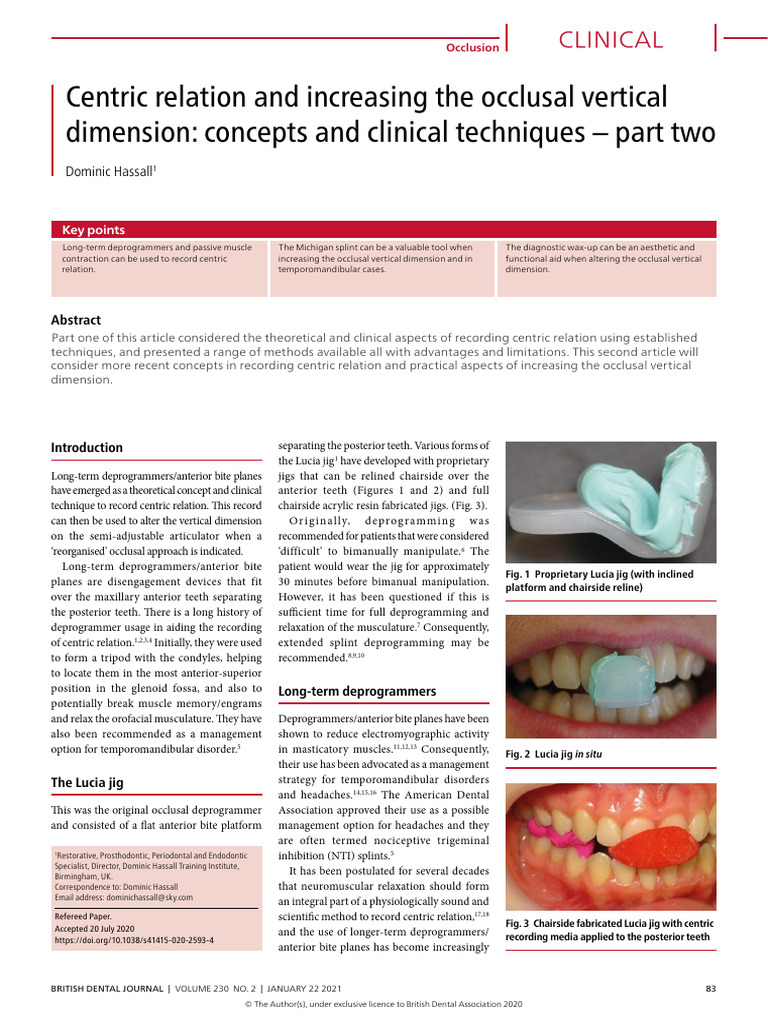 Dimension Vertical Oclusal 2 | PDF | Mouth | Dental Anatomy