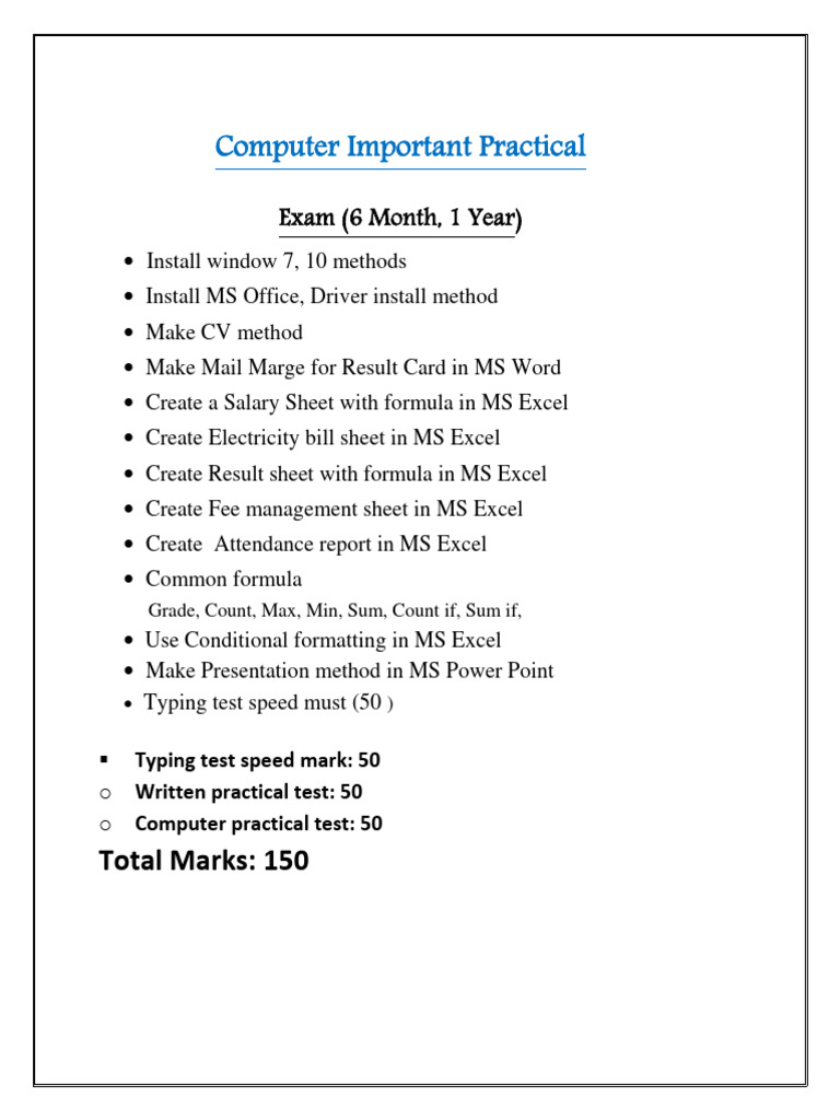 Computer Important Practical Exam 2024 | PDF