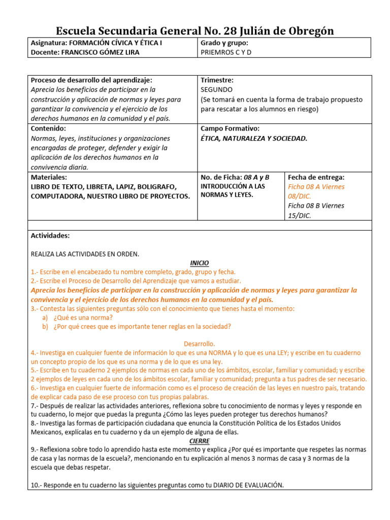 Primeros Ficha 08 | PDF | Evaluación | Escuelas