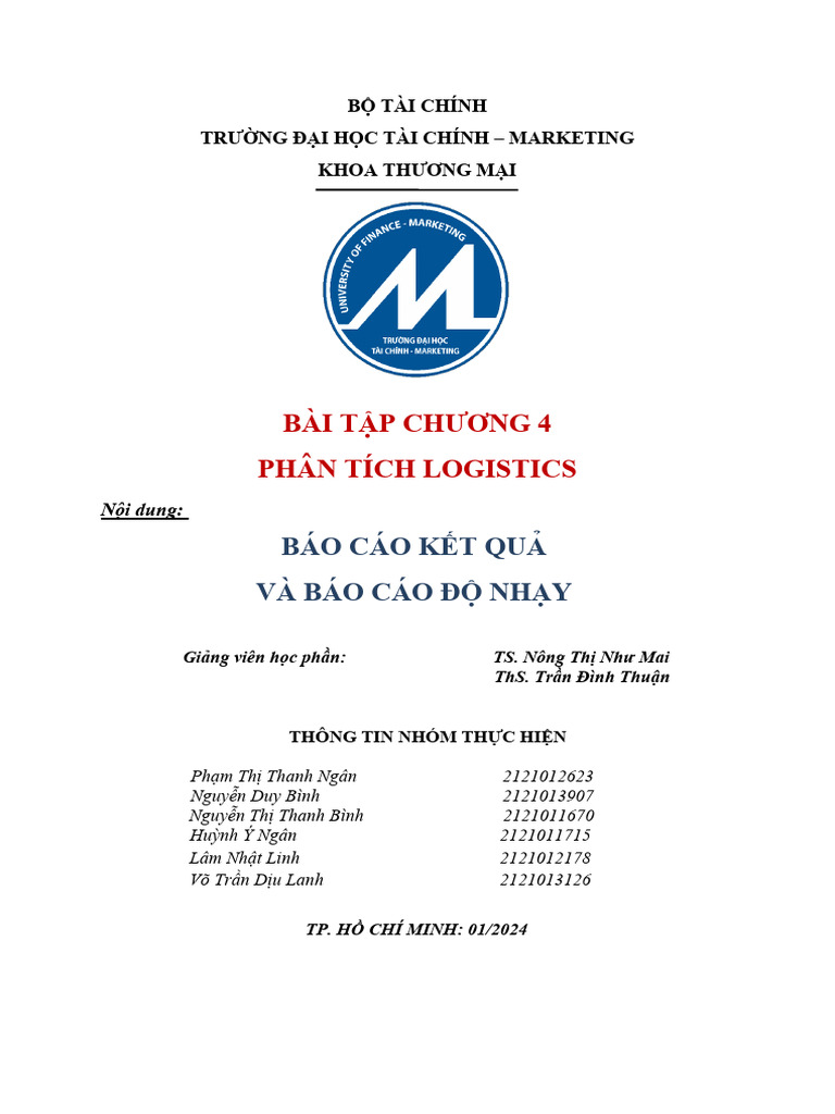 Nhóm 5 ST3 - BT Chương 4 Báo Cáo Đ NH y | PDF