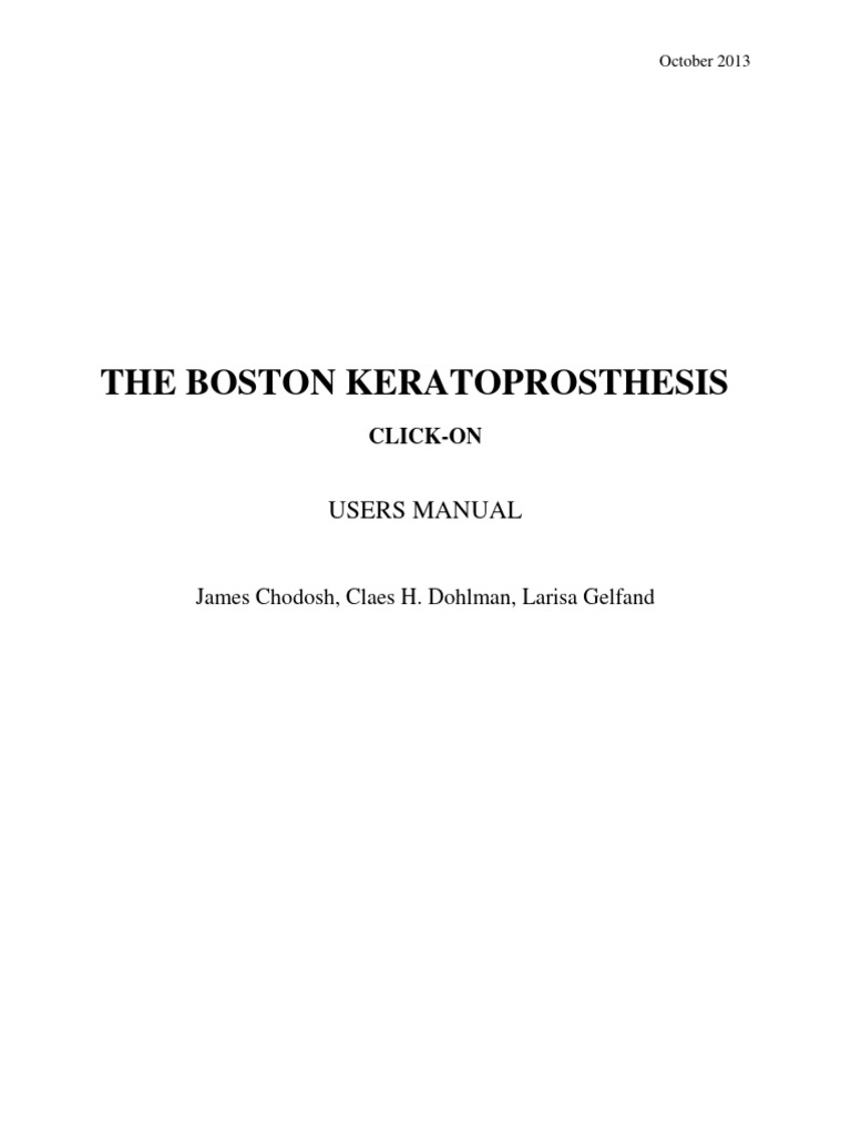 Boston KPro Click-On Manual | PDF | Cornea | Contact Lens