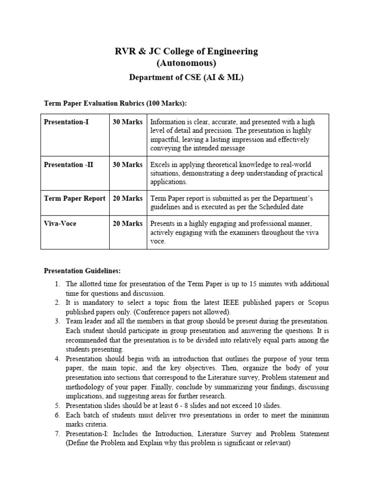 Term Paper Presentation Guidelines & Schedule | PDF | Machine Learning | Artificial Intelligence