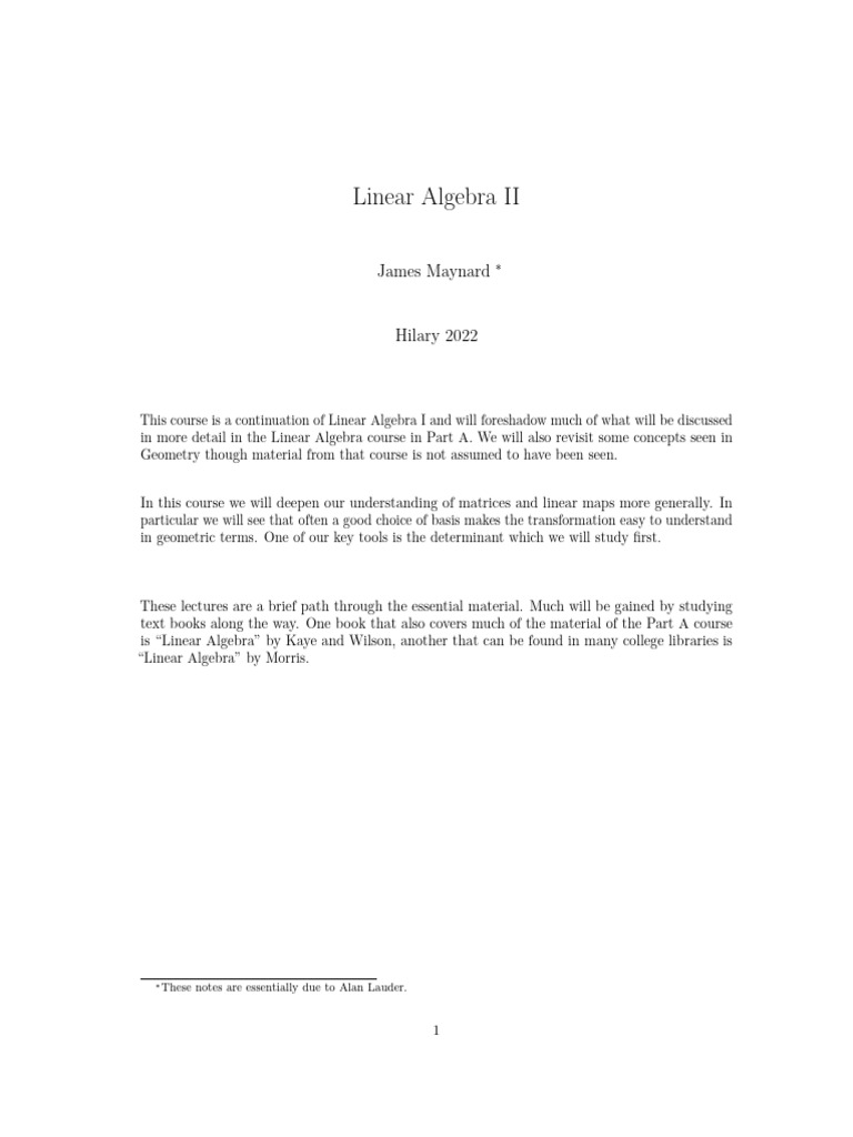Linear Algebra II | PDF