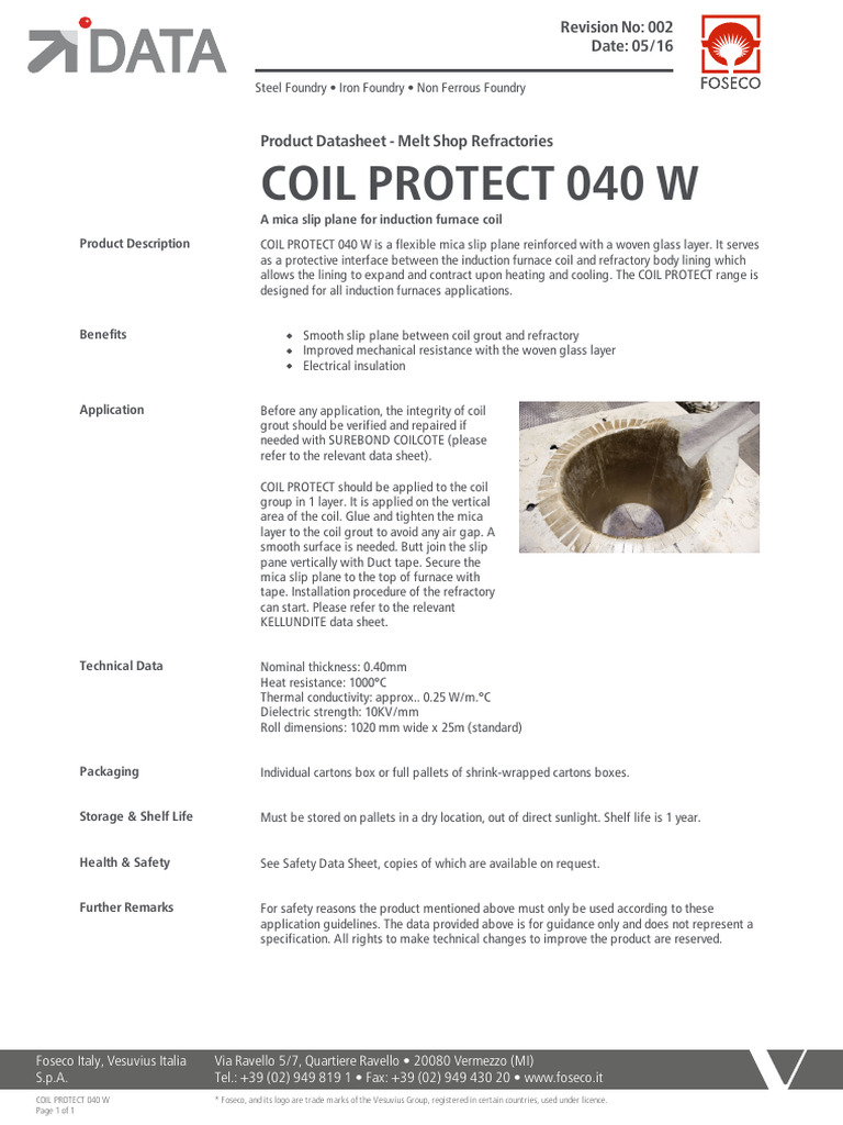 Coil Protect 040 W - 272606 | PDF | Refractory | Foundry