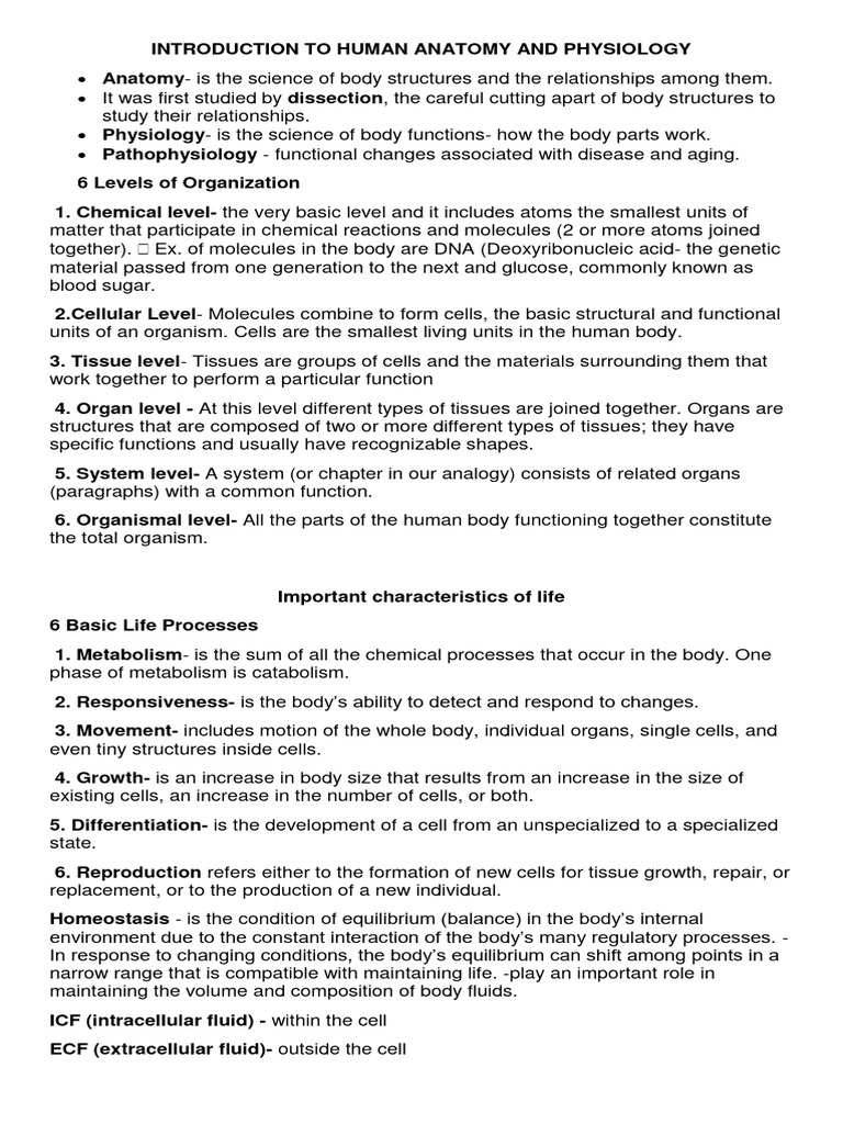 INTRODUCTION TO HUMAN ANATOMY AND PHYSIOLOGY | PDF