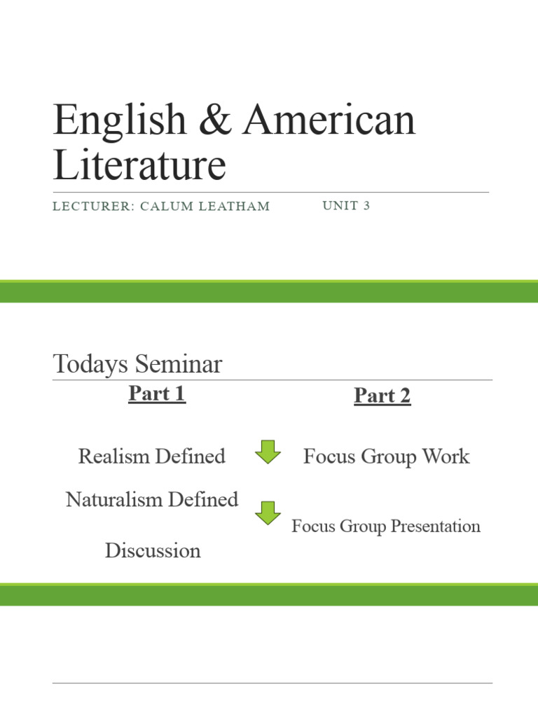 English Lit - Unit 3 | PDF | Realism (Arts) | Determinism