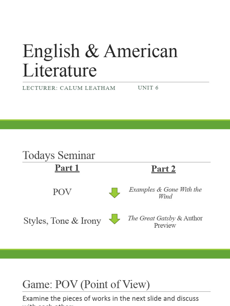 English Lit - Unit 6 | PDF | Narration | Irony