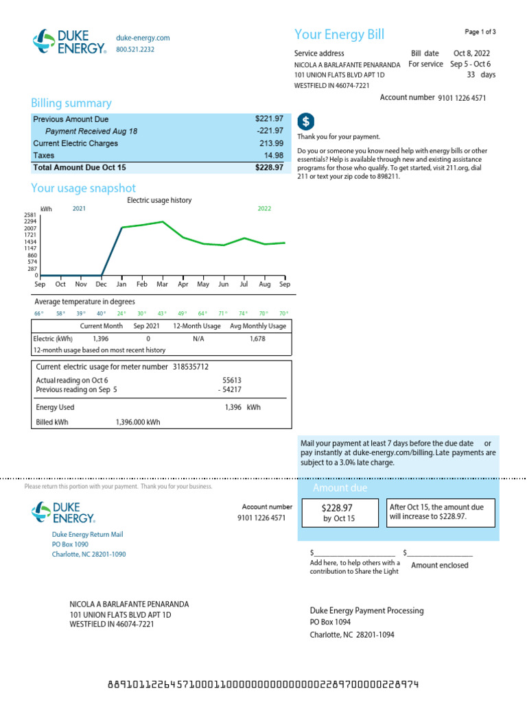 Duke Energy Bill Overview and Payment Options | PDF | Fee | Taxes