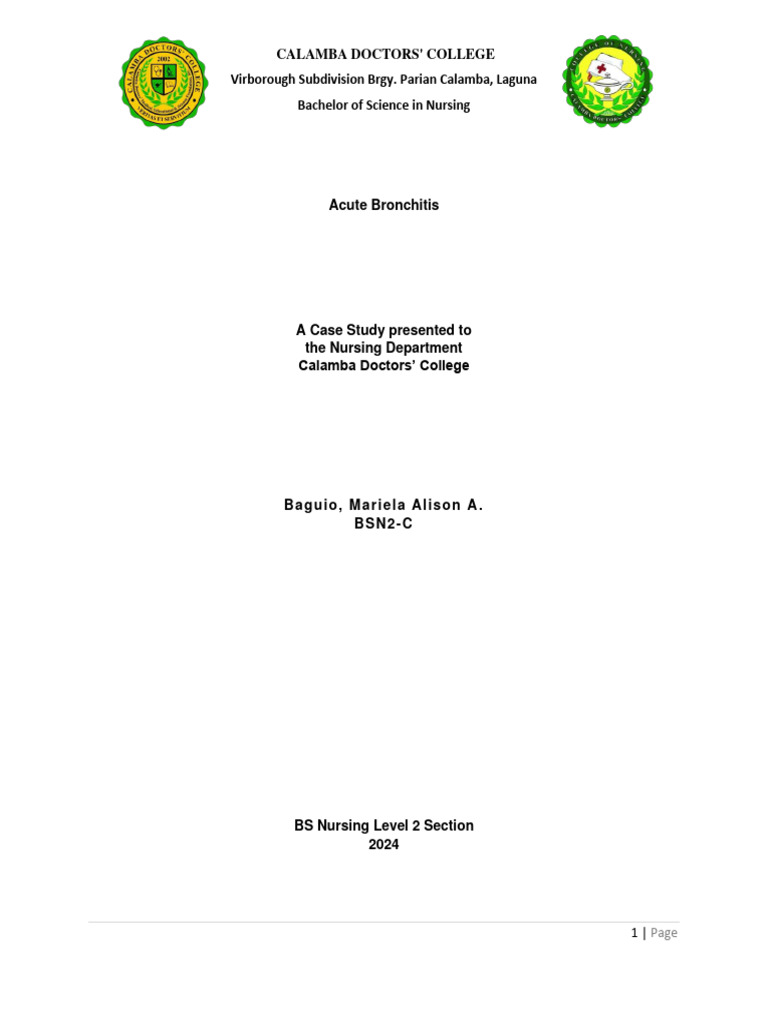 Acute Bronchitis Case Study Pdf Lung Bronchitis