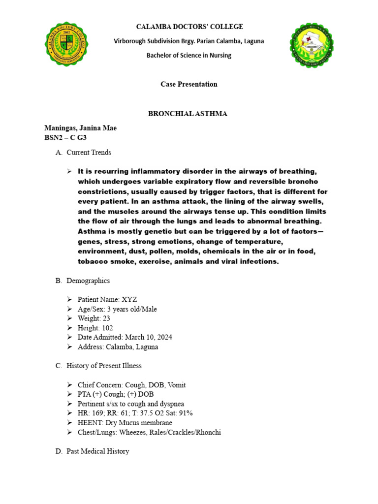 Case Presentation Maningas | PDF | Asthma | Causes Of Death Case Presentation Maningas | PDF | Asthma | Causes Of Death