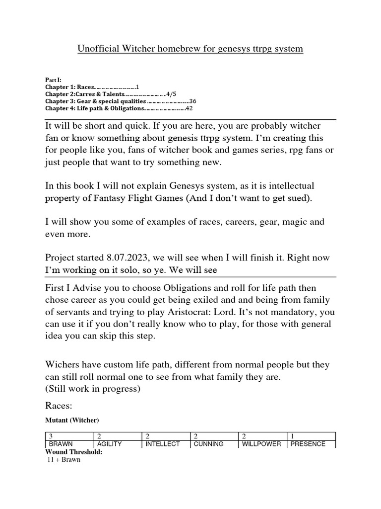 Witcher Homebrew for Genesys TTRPG | PDF | Armour