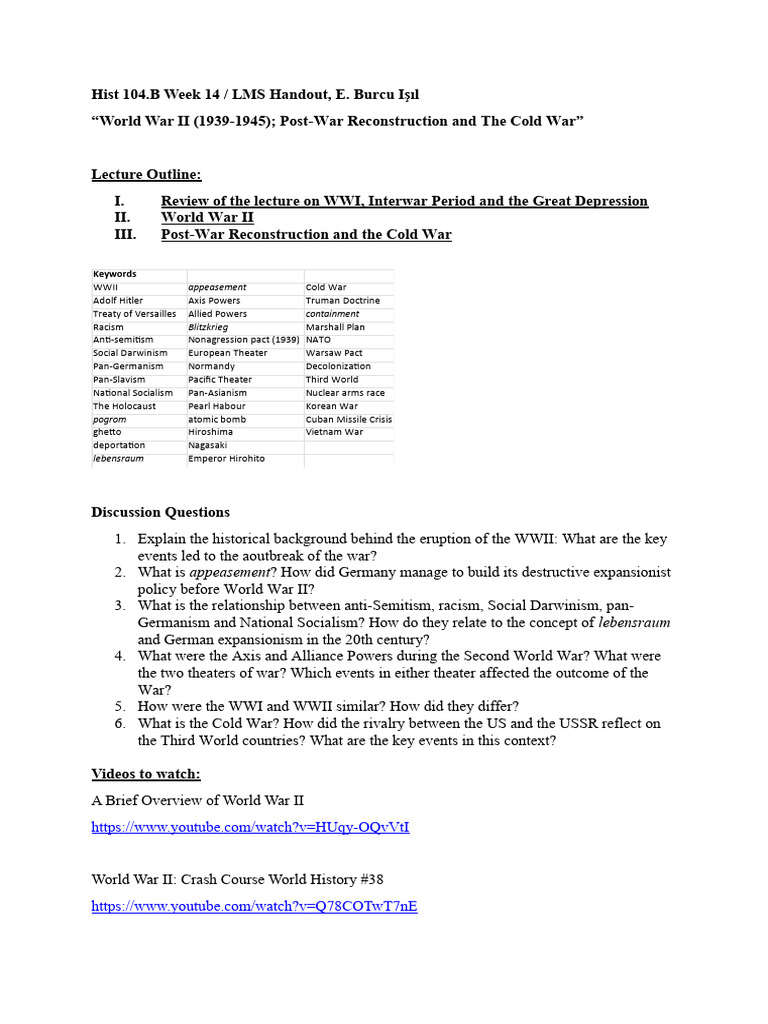 Hist 104.B - Week 14 - Lms Handout | PDF | Politics | History