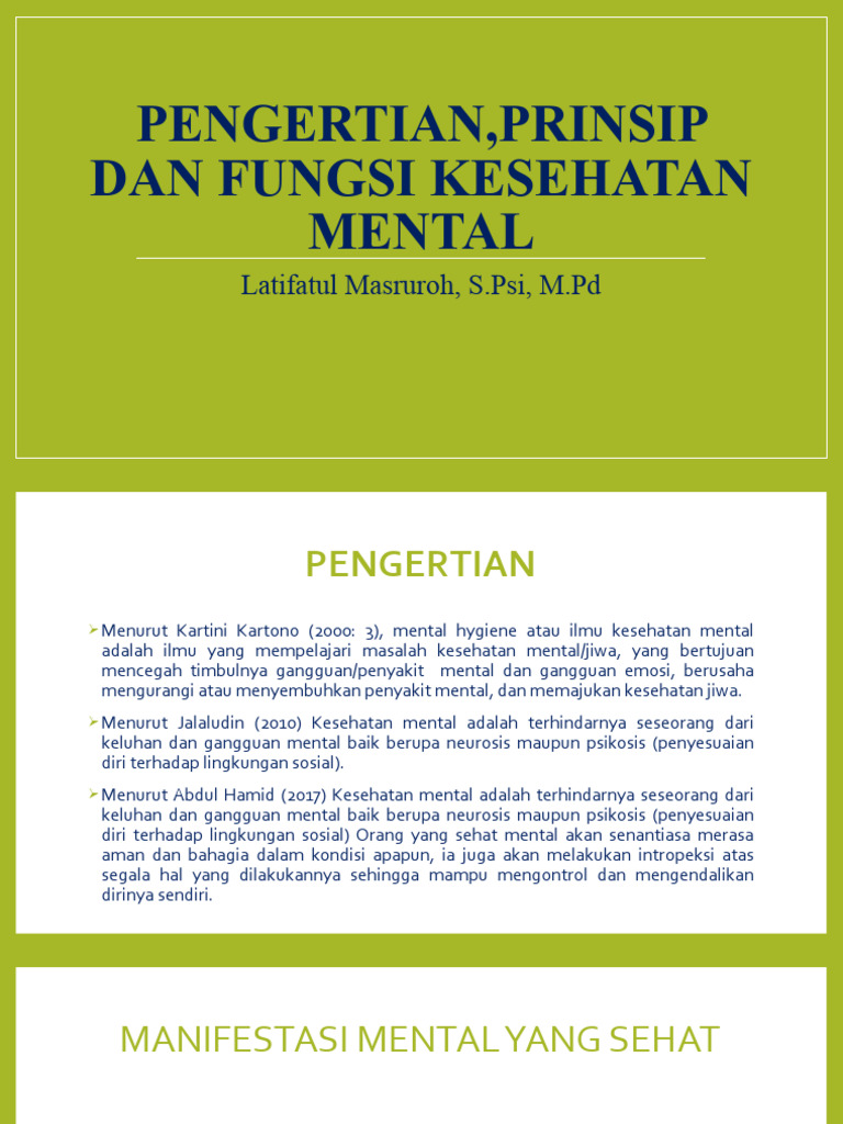 Pengertian Kesehatan Mental | PDF | Pengembangan Diri